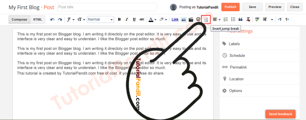 Blogger Blog में Read More Link Add कैसे करें - TutorialPandit.