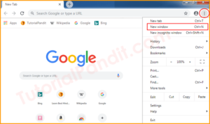 Chrome Browser में New Window Open कैसे करें - TutorialPandit.